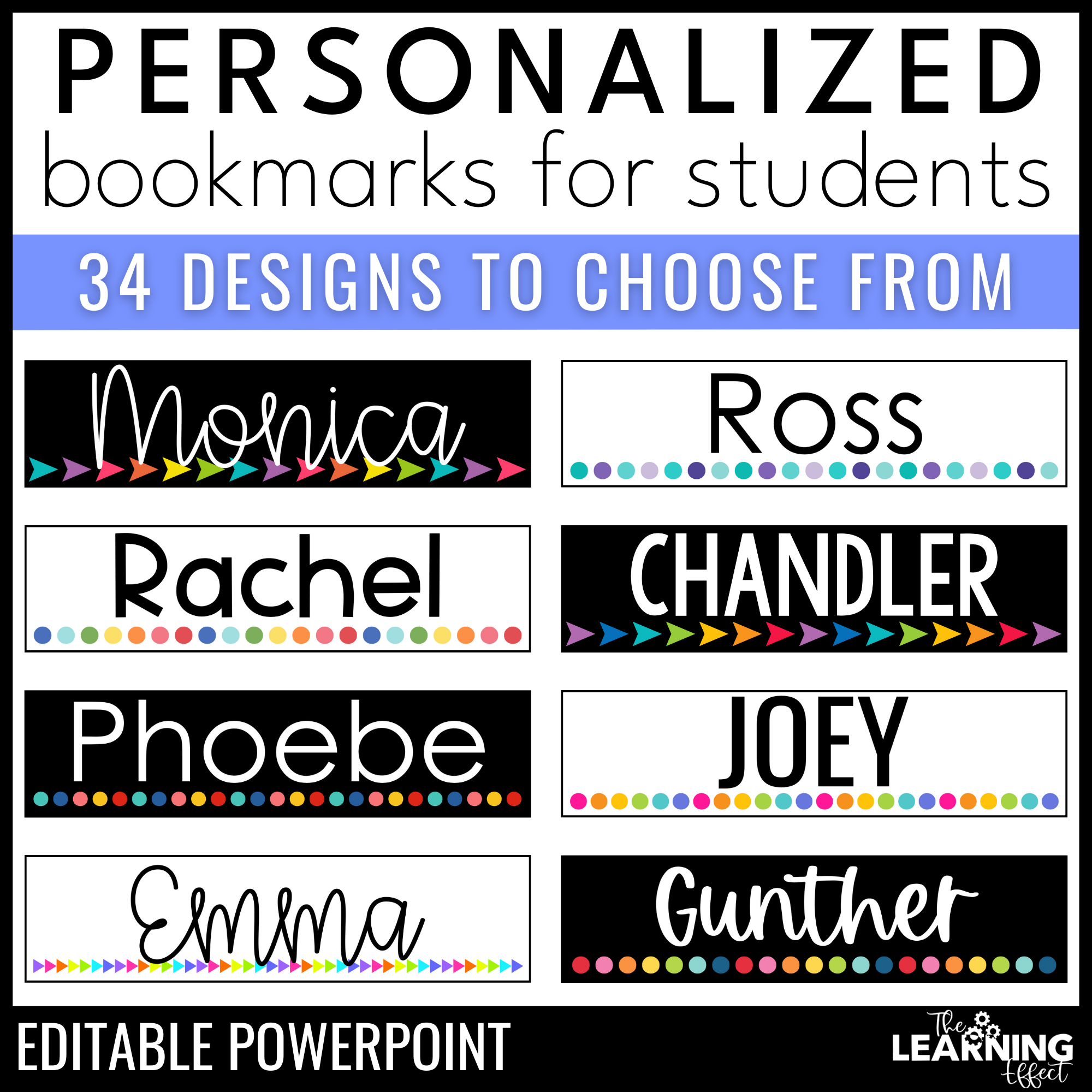 Editable Student Bookmark Templates – The Learning Effect