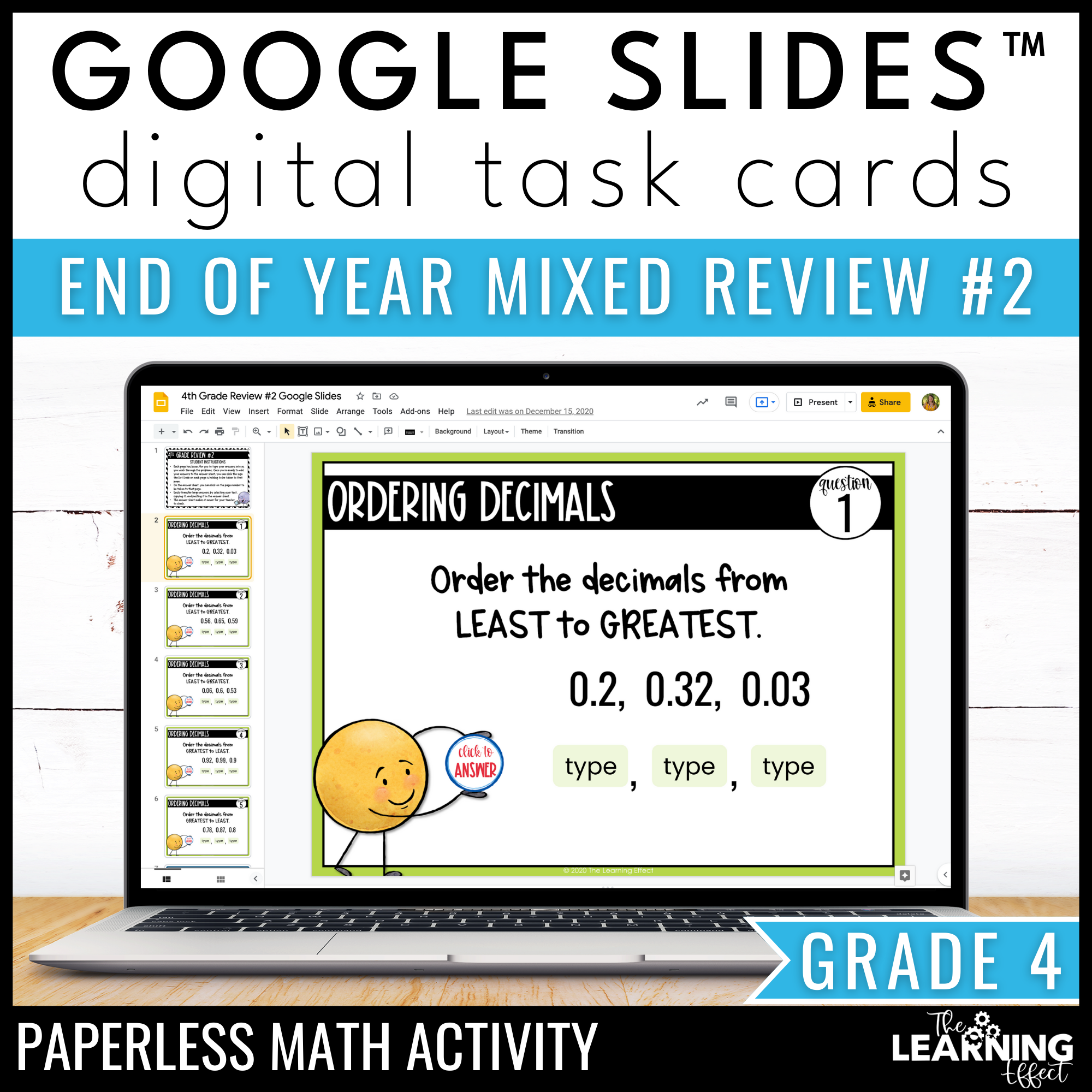 4th Grade Math Review #2 Google Slides Digital Task Cards – The ...