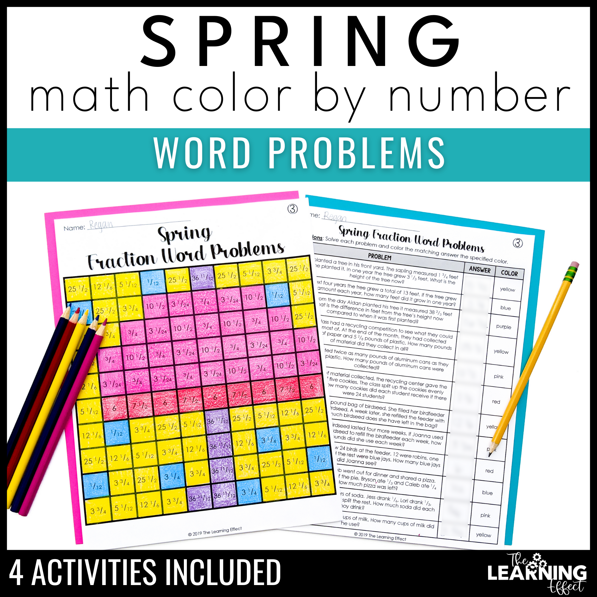Spring Math Color by Number Worksheets 5th and 6th Grade – The Learning ...