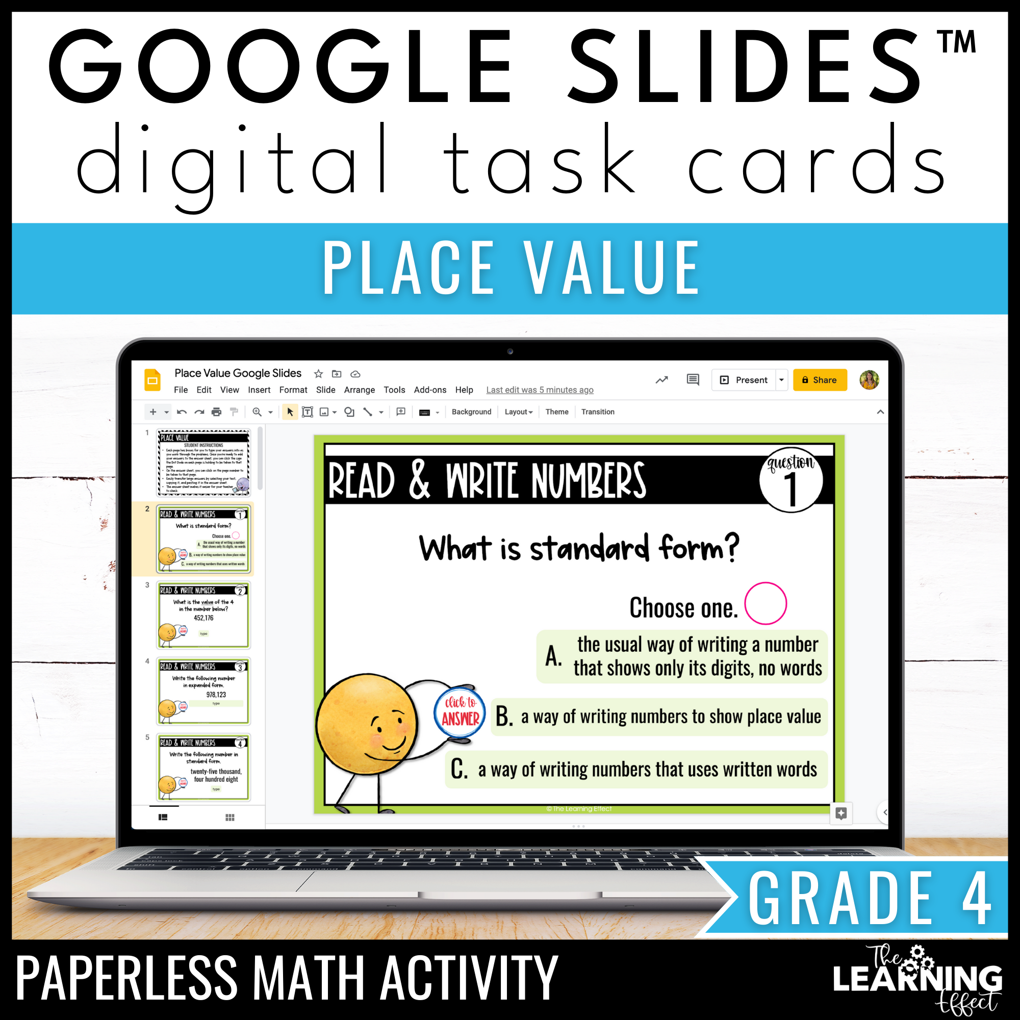 Place Value Google Slides Digital Task Cards | 4th Grade – The Learning ...