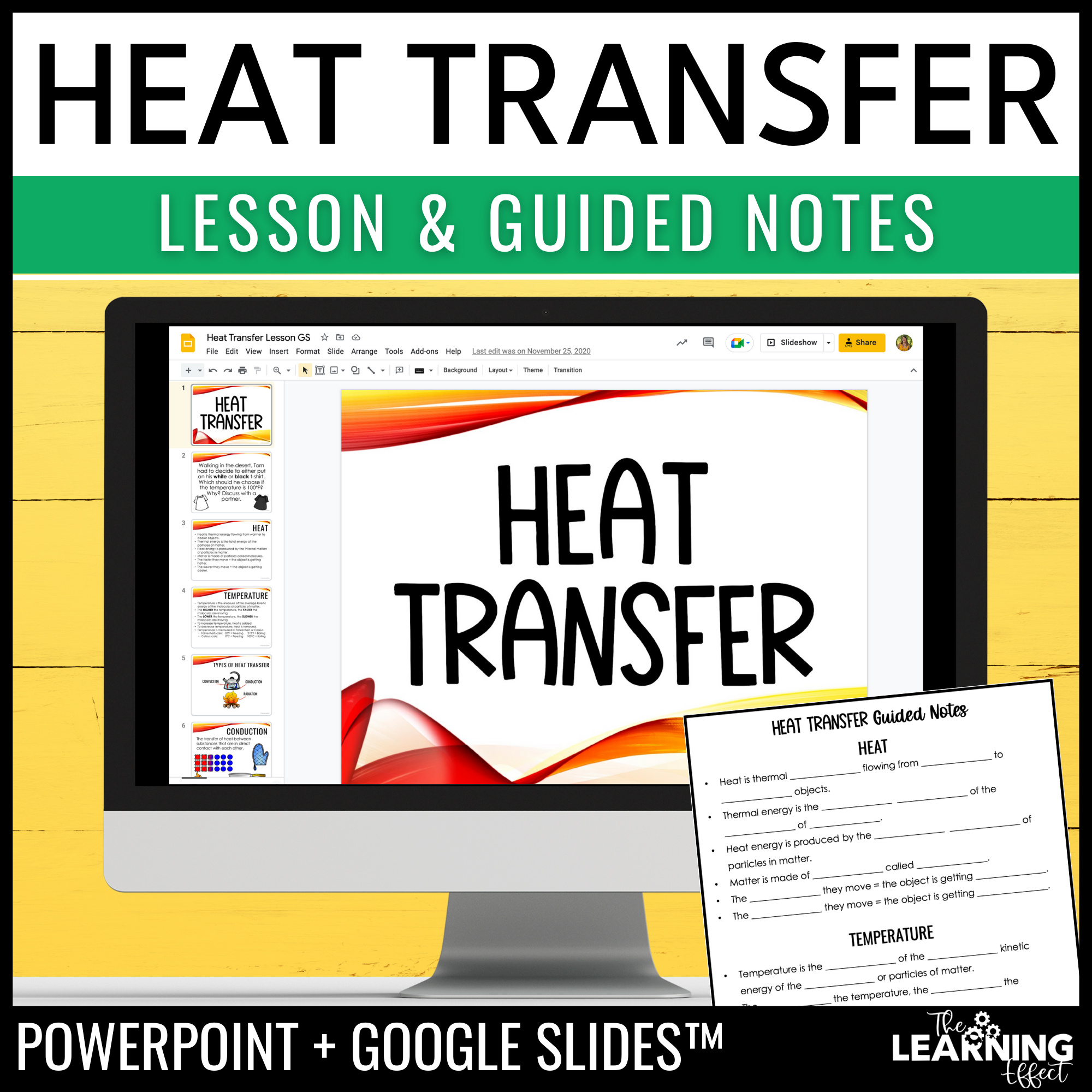 Heat Transfer Lesson Presentation and Guided Notes – The Learning Effect