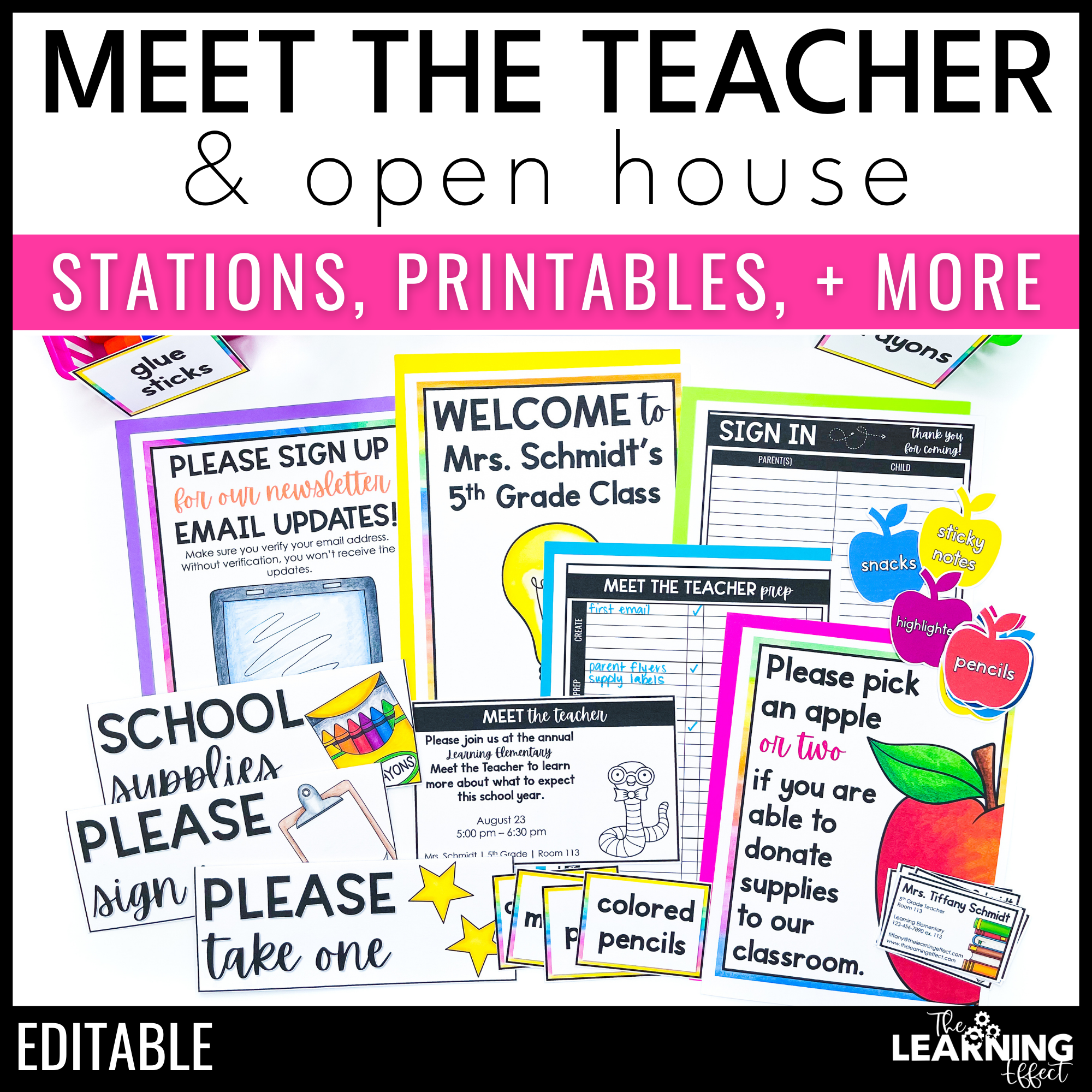 Editable Meet the Teacher Stations and Printables – The Learning Effect