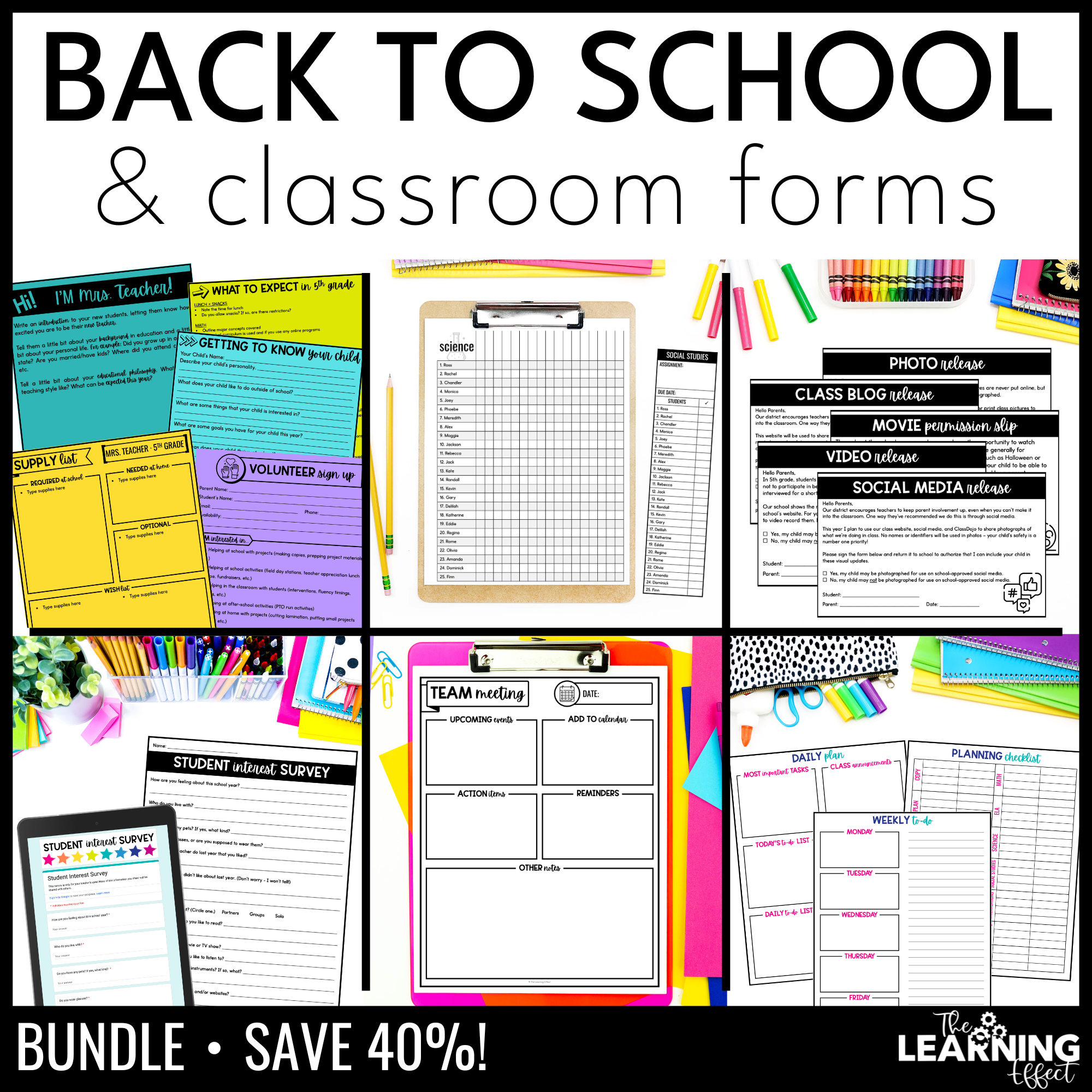 Back to School and Classroom Editable Forms and Printables – The ...