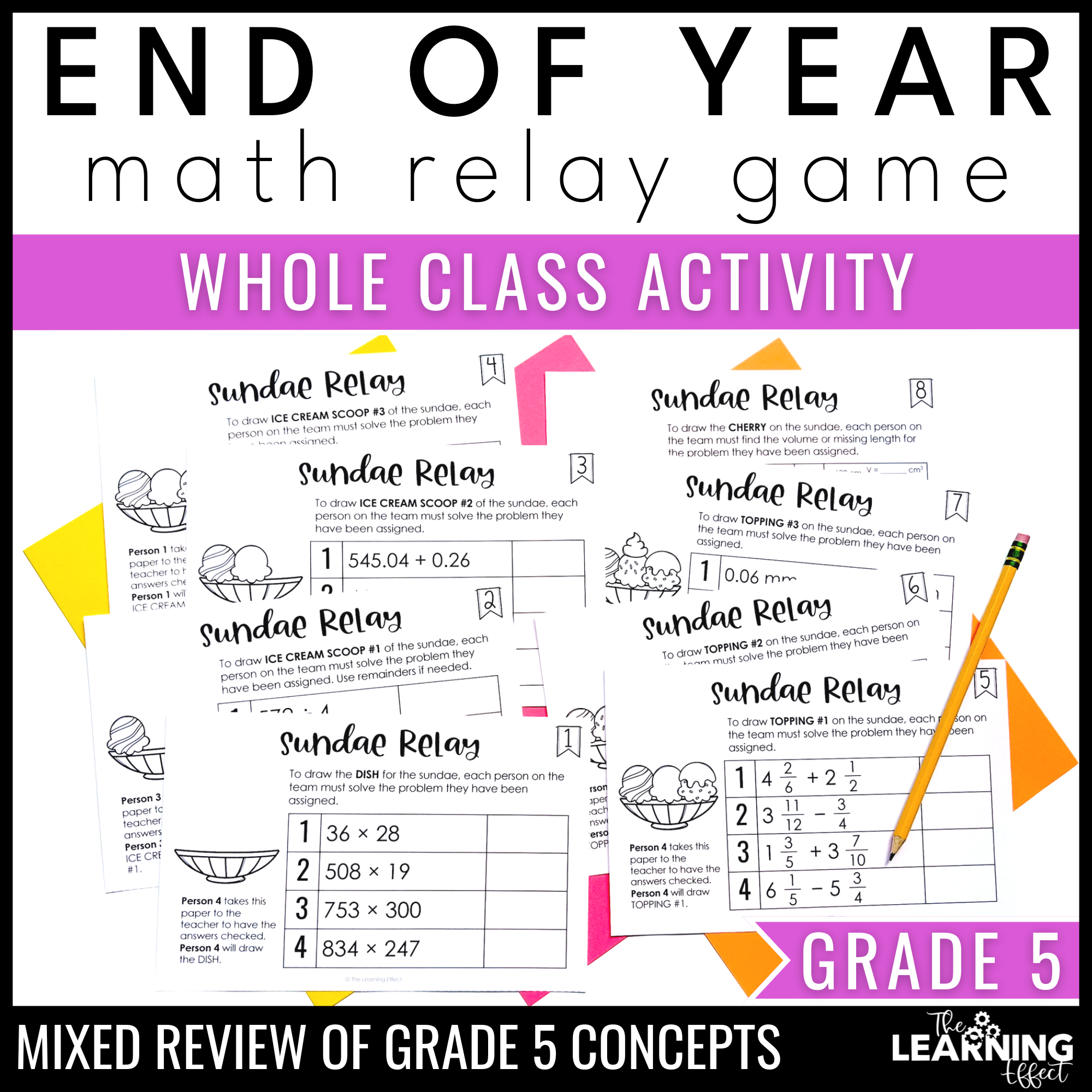 End of Year Math Relay Game for 5th Grade – The Learning Effect