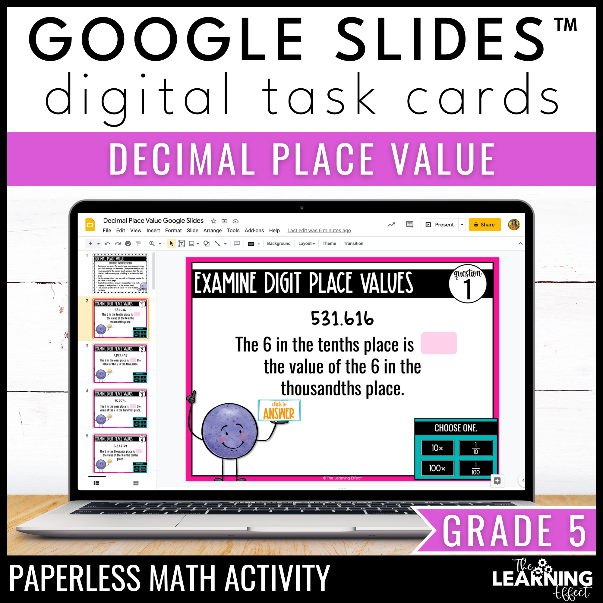 Decimal Place Value Google Slides Digital Task Cards | 5th Grade – The ...