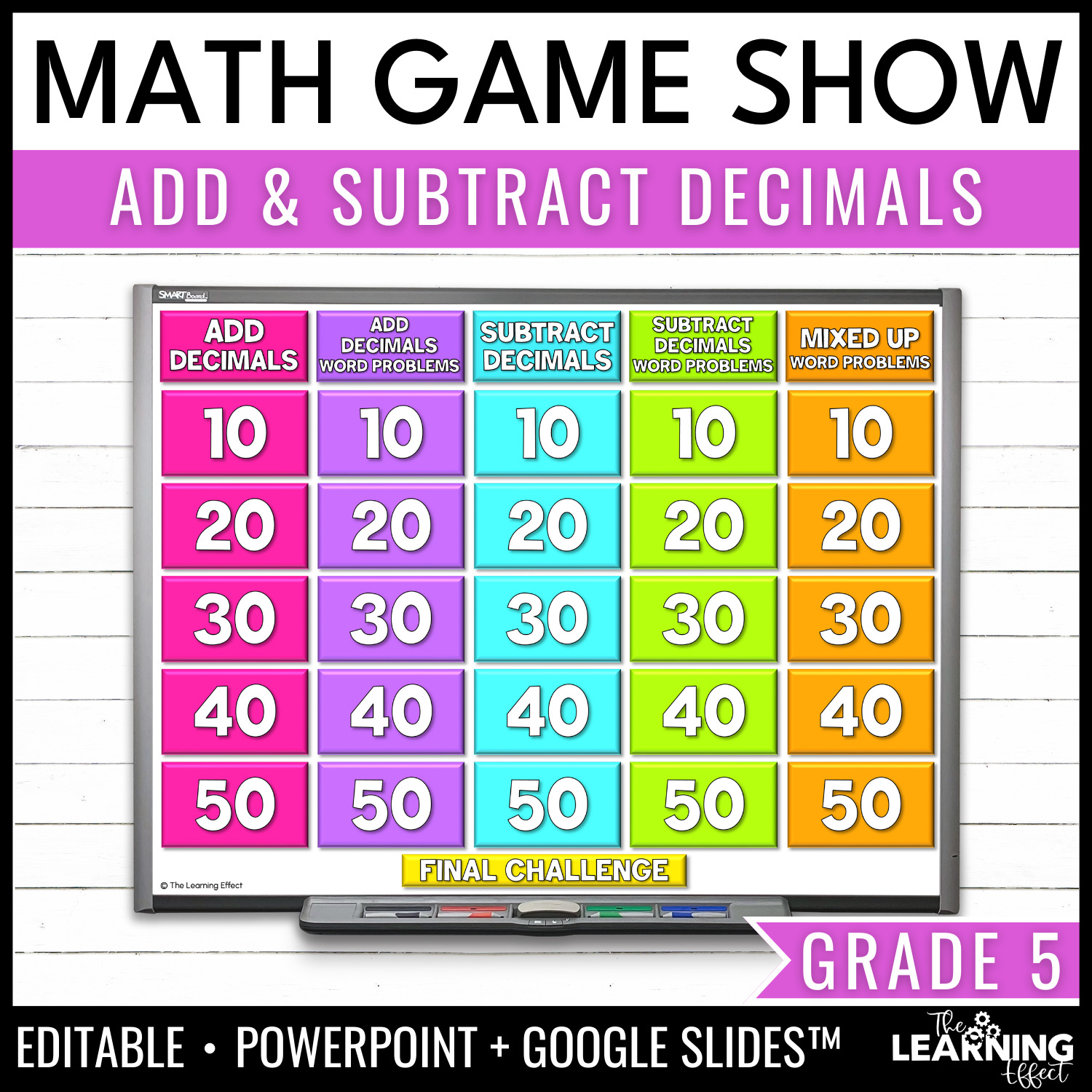Adding and Subtracting Decimals Game Show | 5th Grade – The Learning Effect