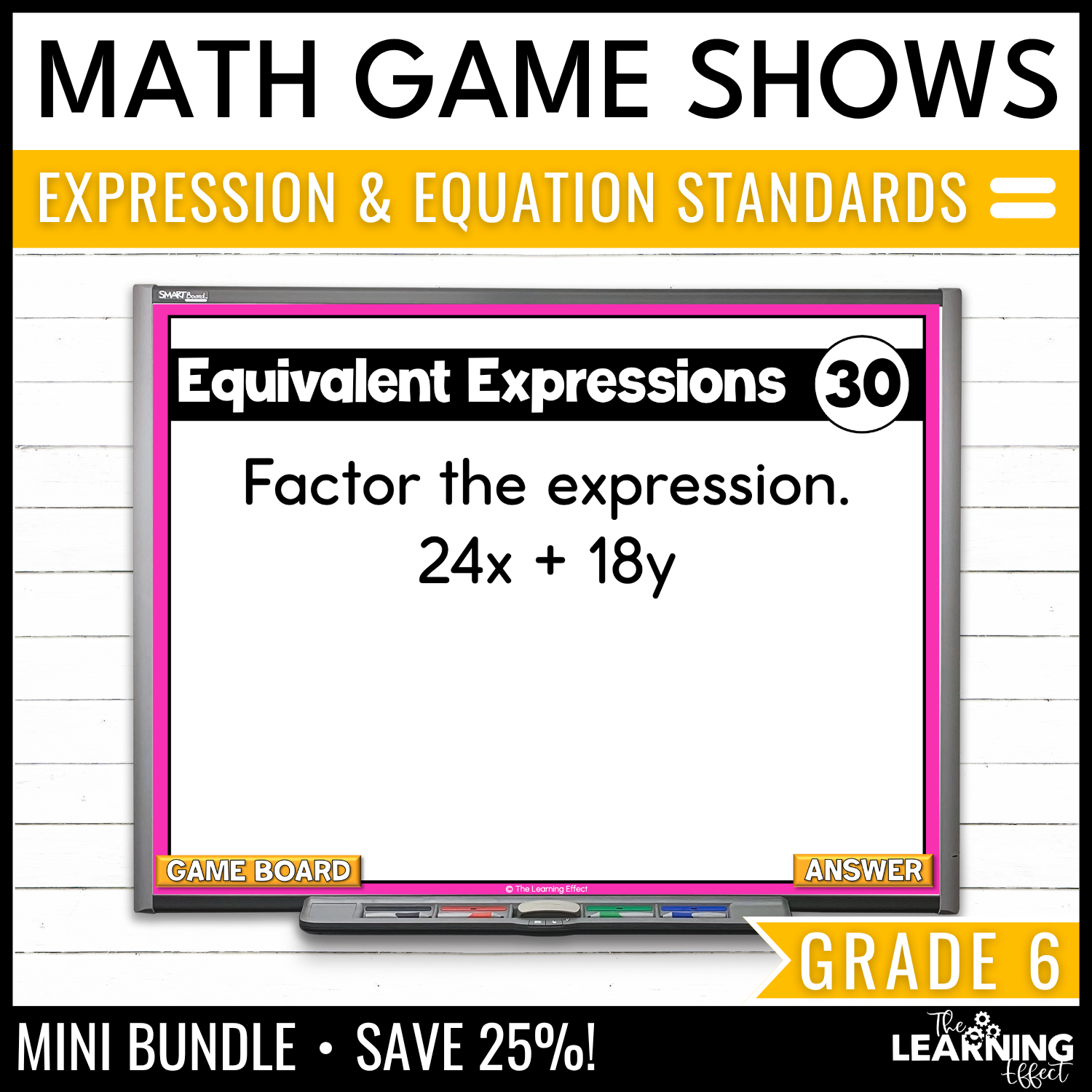 6th Grade Math Expressions and Equations Game Shows Bundle – The ...