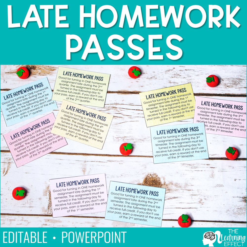 Editable Late or Missing Homework Passes – The Learning Effect